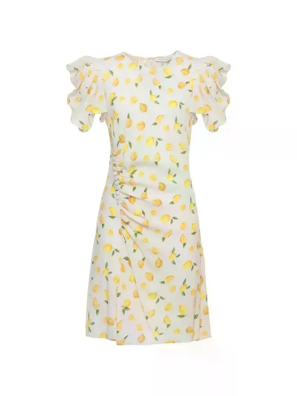 MAR DE MARGARITAS Karin Lemon-print Mini Dress - Neutrals