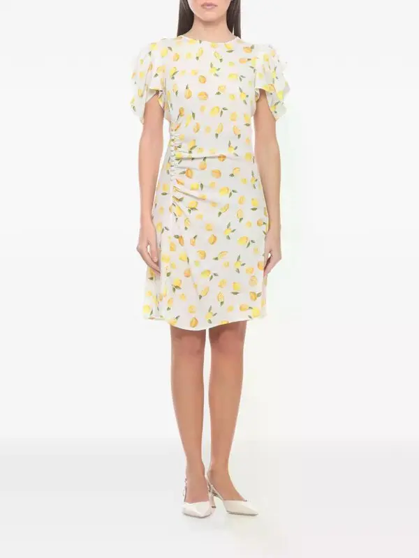 MAR DE MARGARITAS Karin Lemon-print Mini Dress - Neutrals