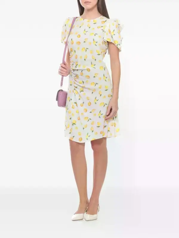MAR DE MARGARITAS Karin Lemon-print Mini Dress - Neutrals