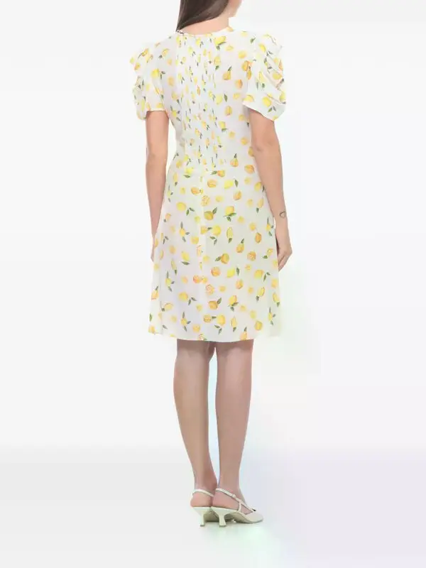 MAR DE MARGARITAS Karin Lemon-print Mini Dress - Neutrals