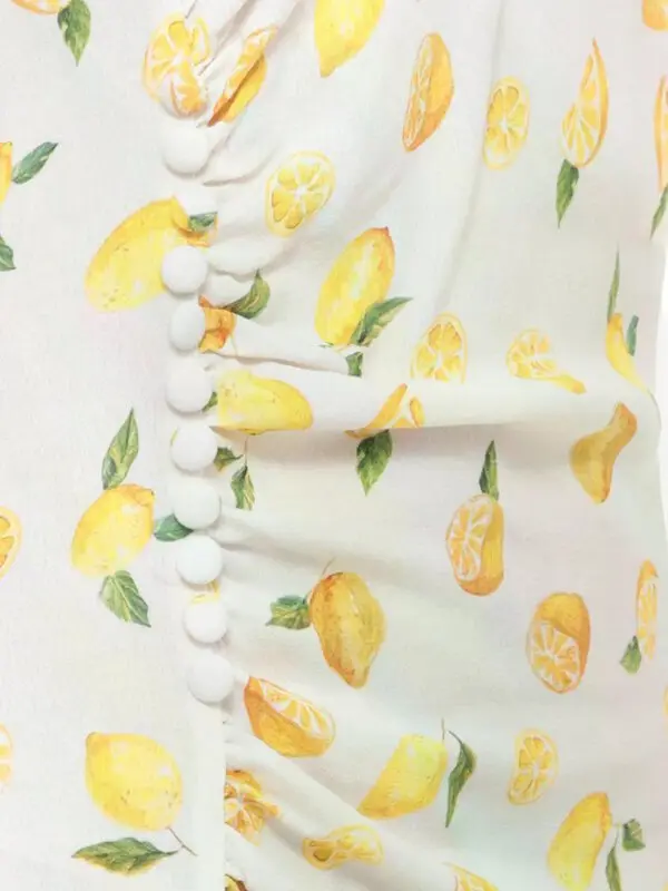 MAR DE MARGARITAS Karin Lemon-print Mini Dress - Neutrals