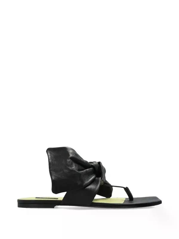 Givenchy Boudoir Knotted Leather Flat Sandals - Black