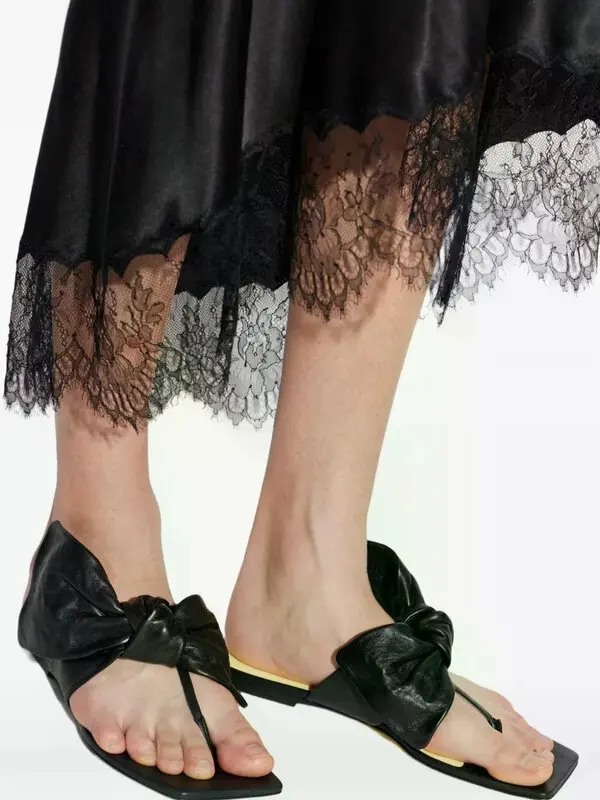 Givenchy Boudoir Knotted Leather Flat Sandals - Black