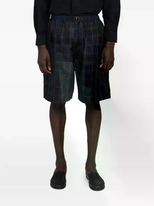Comme Des Garçons Check-pattern Belted Shorts