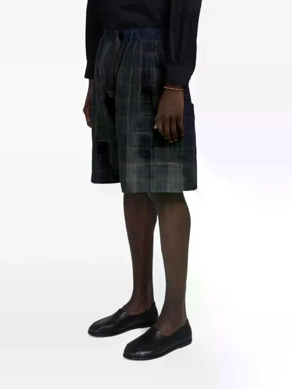 Comme Des Garçons Check-pattern Belted Shorts