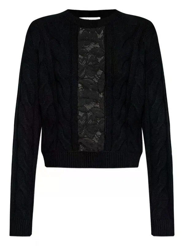 Max Mara Cable-knit Sweater With Lace Insert