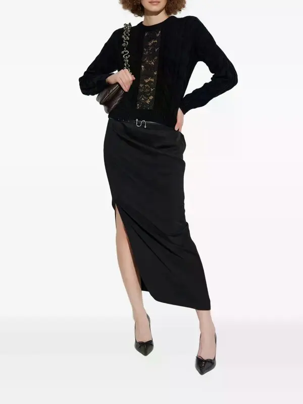 Max Mara Cable-knit Sweater With Lace Insert