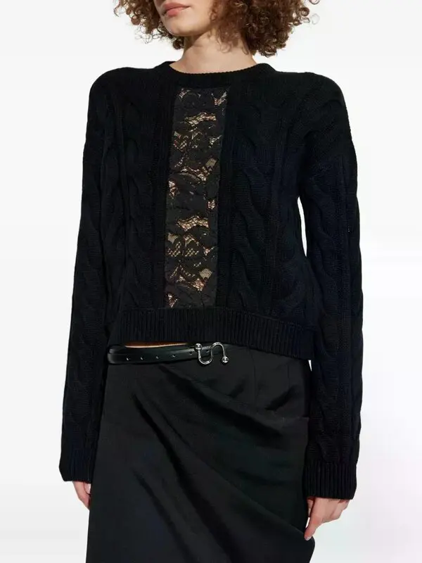 Max Mara Cable-knit Sweater With Lace Insert