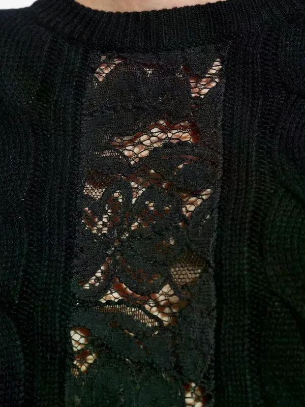 Max Mara Cable-knit Sweater With Lace Insert