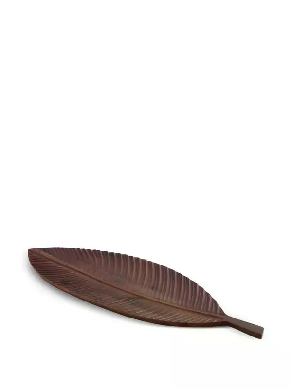 SAMBONET Leaf-shaped Acacia Wood Tray - Brown