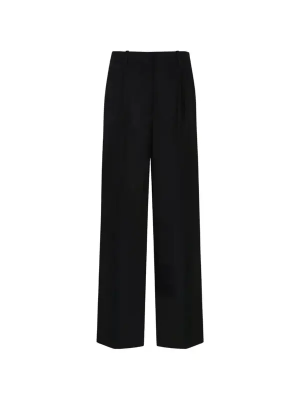 ANINE BING Pleated Wide-leg Trousers - Black