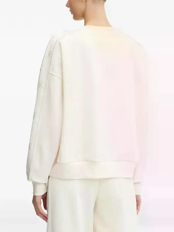 Guess Octavia Rhinestone Logo Tape Detail Sweatshirt - Neutrals