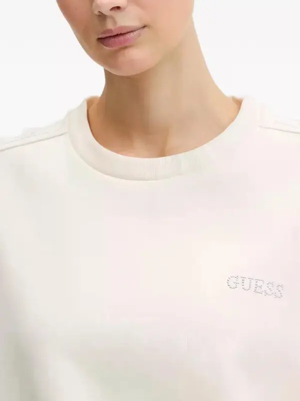 Guess Octavia Rhinestone Logo Tape Detail Sweatshirt - Neutrals