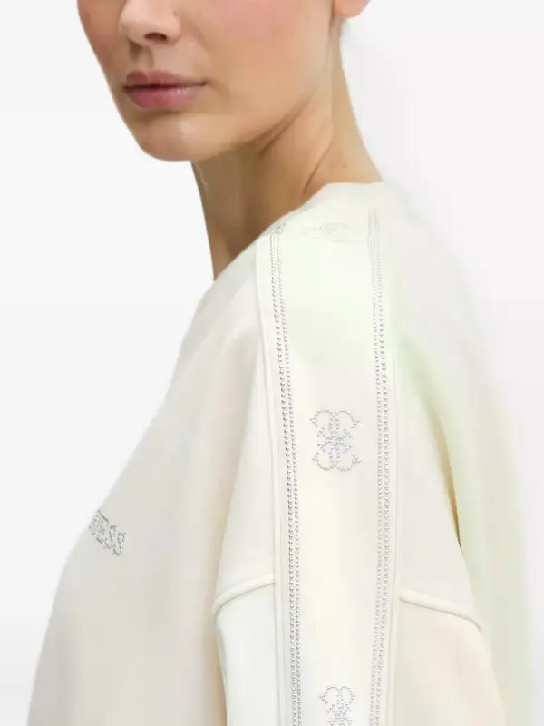 Guess Octavia Rhinestone Logo Tape Detail Sweatshirt - Neutrals