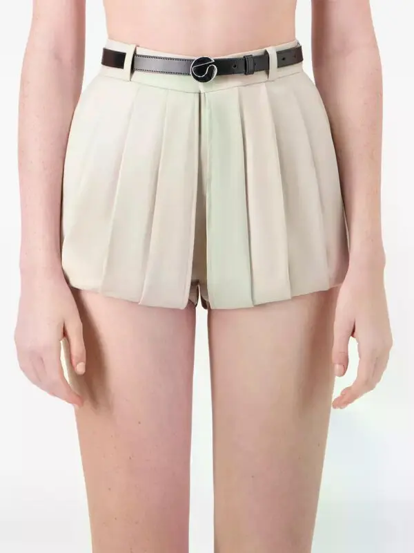 Coperni Pleated Wool Shorts - Brown