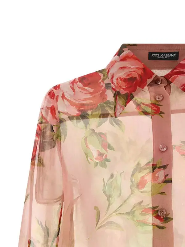 Dolce & Gabbana Bouquet Rose Silk Shirt