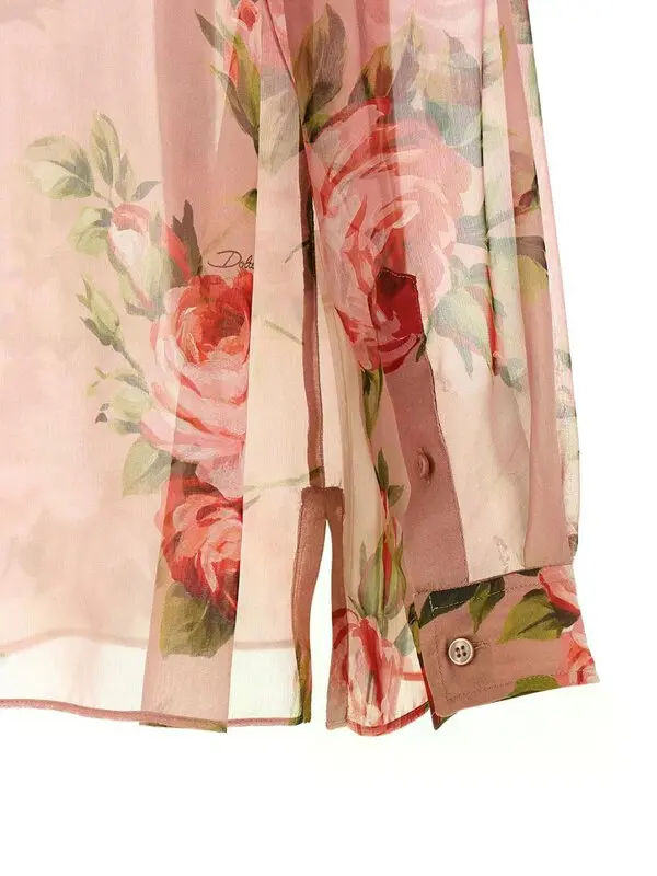 Dolce & Gabbana Bouquet Rose Silk Shirt