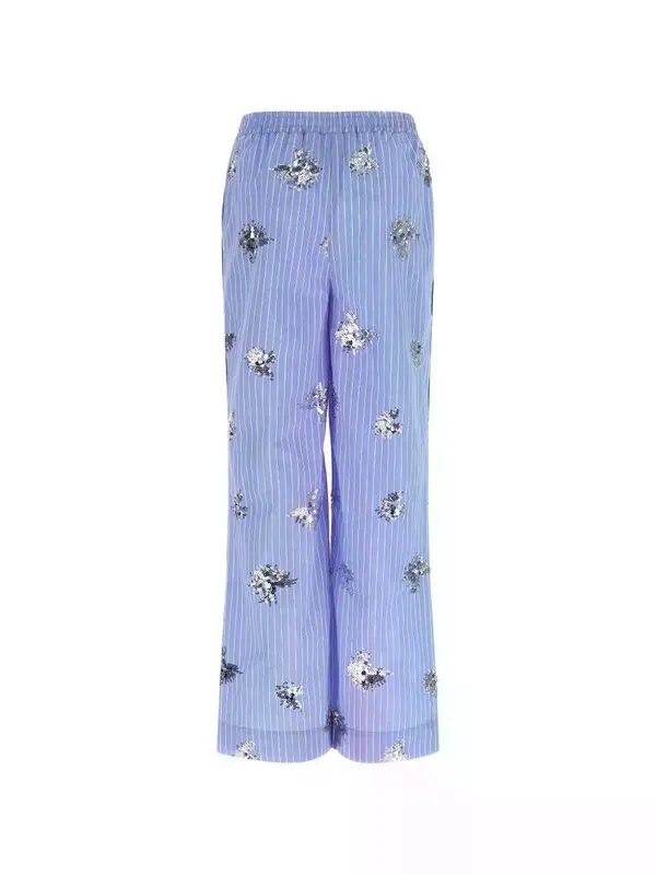LE TWINS Sequin-embroidered Striped Trousers