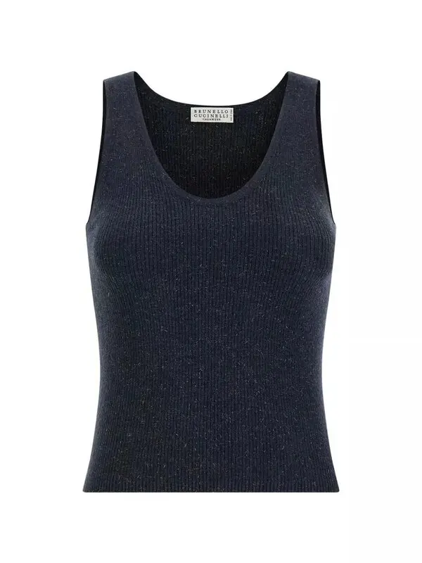 Brunello Cucinelli Ribbed Sparkling Knit Tank Top