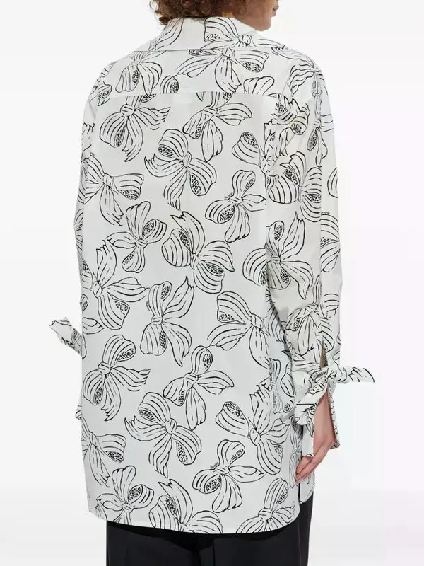 Max Mara Bow-print Tied-cuff Shirt