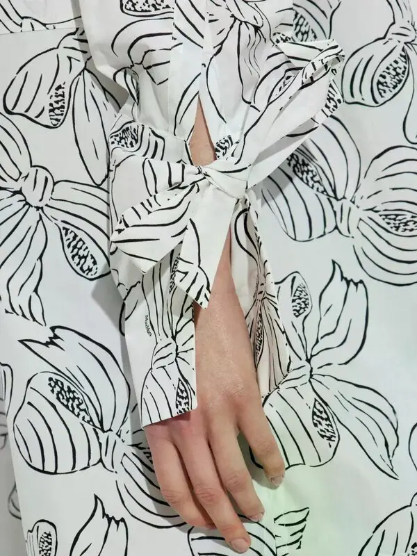 Max Mara Bow-print Tied-cuff Shirt