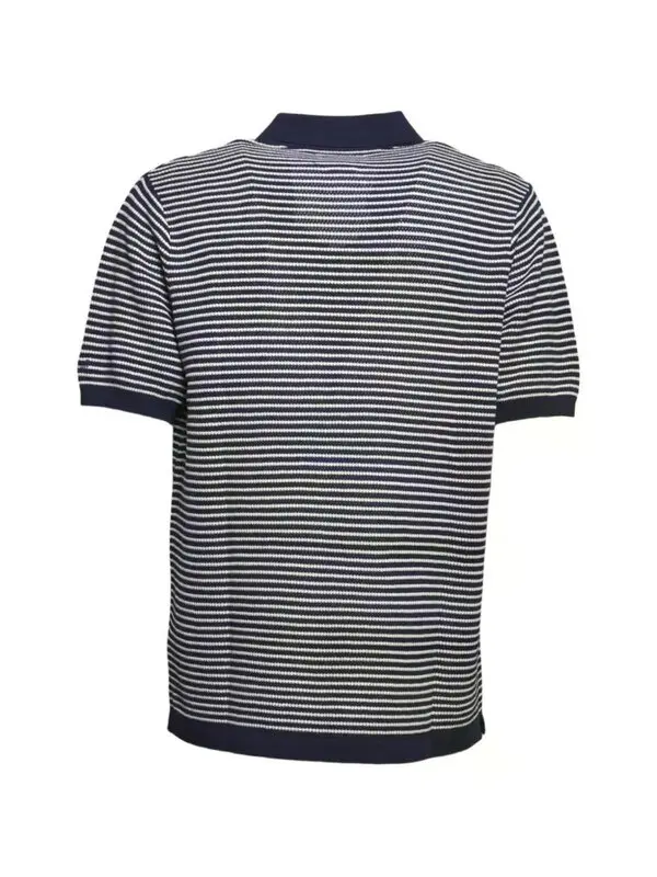 MC2 SAINT BARTH Striped Open-collar T-shirt - Blue