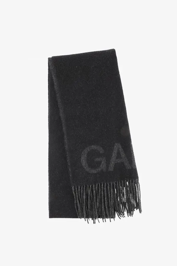 GANNI Scarf With Crochet Flowers - Black