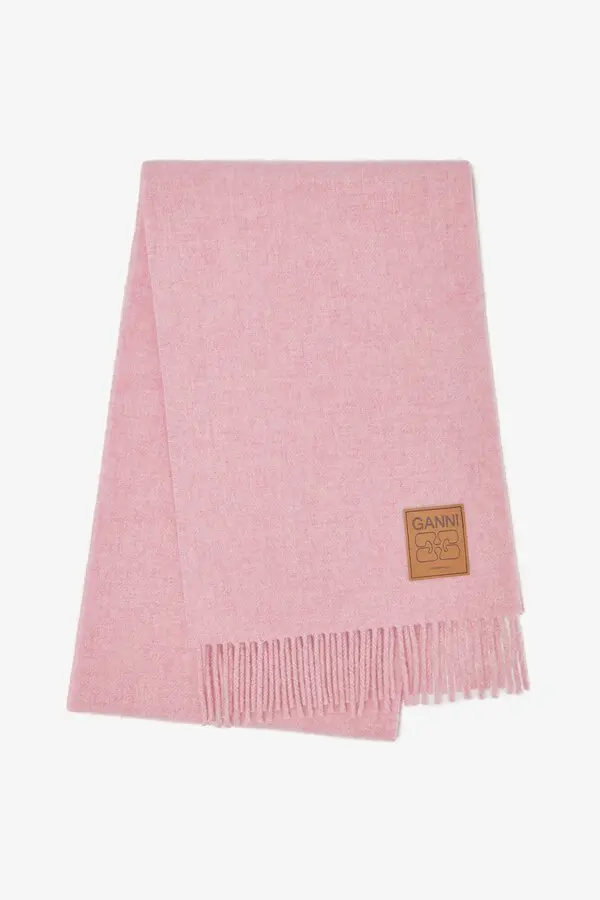 GANNI Scarf With Crochet Flowers - Pink