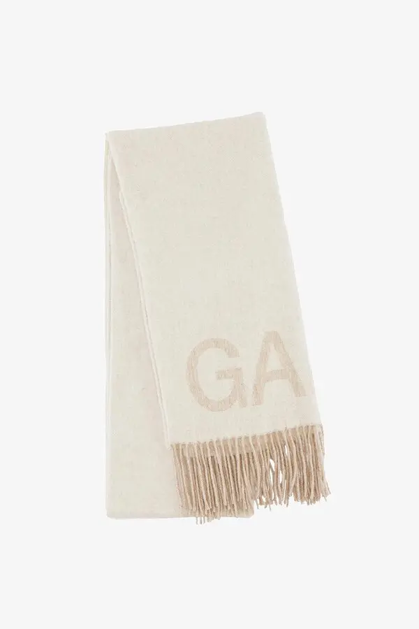 GANNI Scarf With Crochet Flowers - White