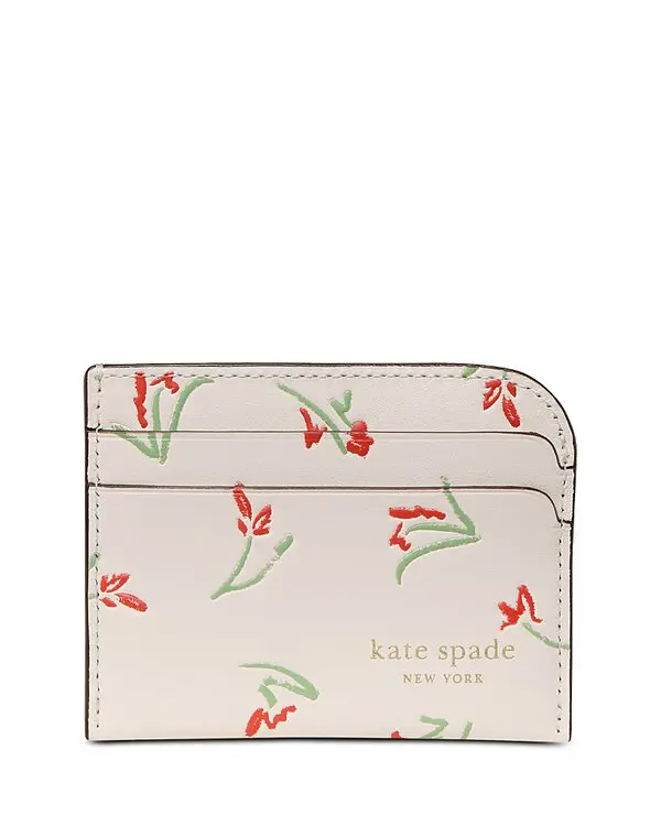 Kate Spade New York Devin Vibrant Buds Leather Card Holder - Cream/multi