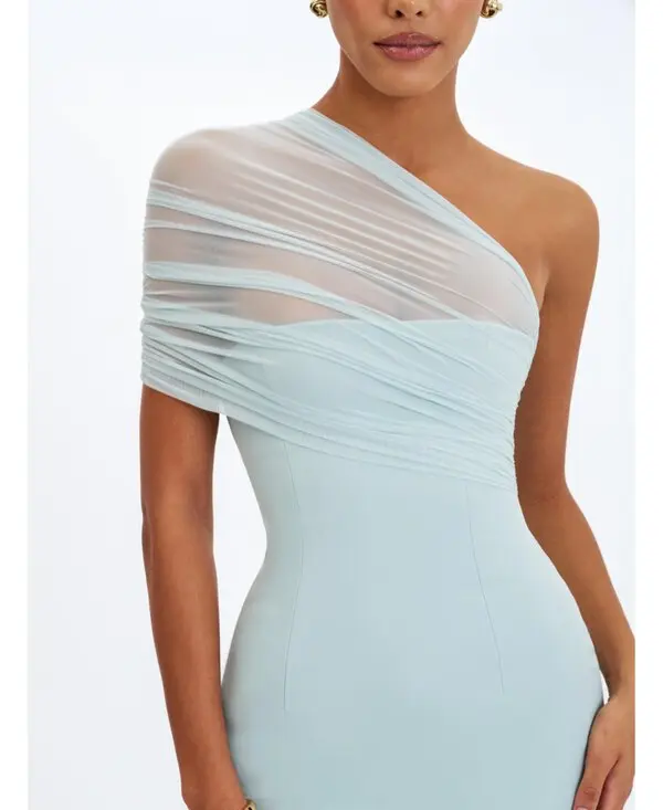 MISS CIRCLE NEW YORK Ruched Mesh Mini Dress