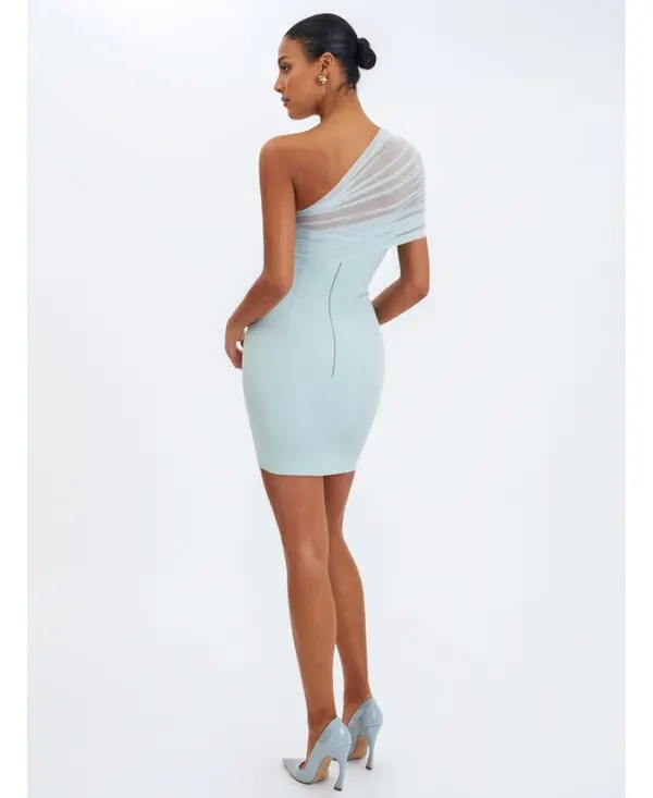 MISS CIRCLE NEW YORK Ruched Mesh Mini Dress