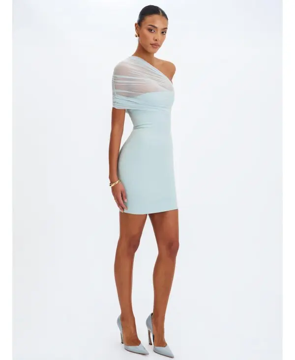 MISS CIRCLE NEW YORK Ruched Mesh Mini Dress