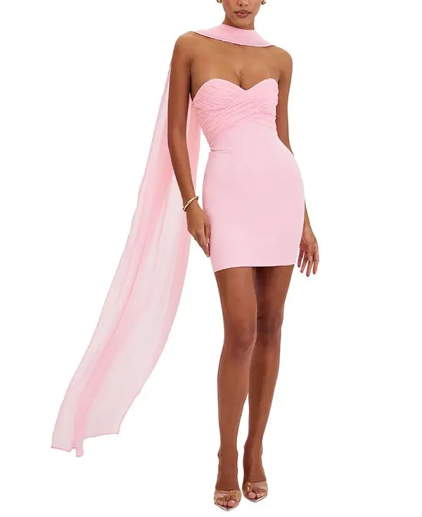 MISS CIRCLE NEW YORK Olivia Strapless Mini Dress - Pink