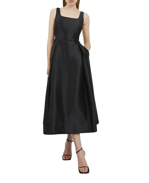 Karen Millen Taffeta Full Skirt Tailored Midi Dress - Black