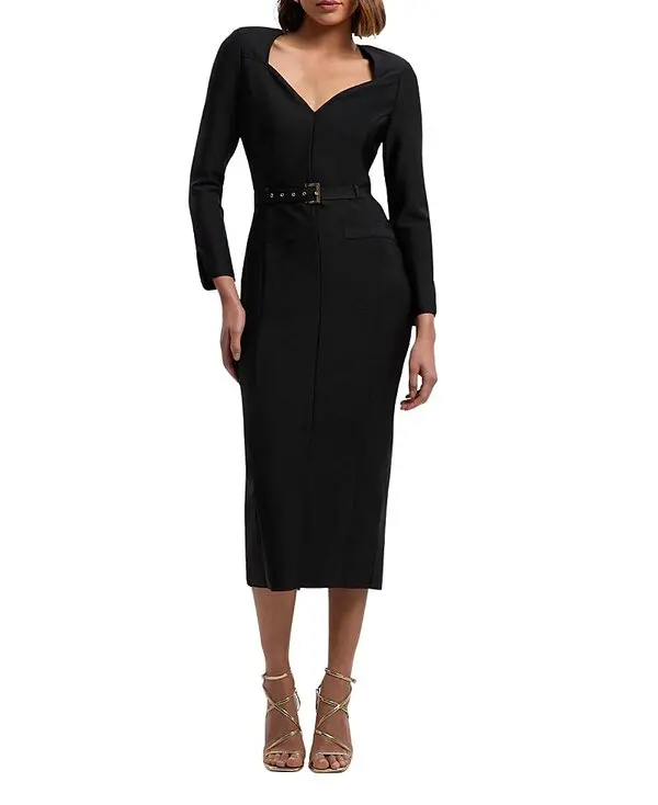 Karen Millen Figure Form Bandage Belted Midi Dress - Black