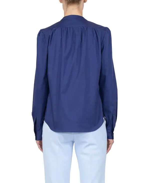 CALLAS MILANO Olympia Band Collar Long Sleeve Shirt - Ocean