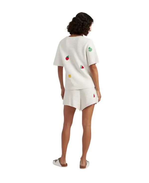 Chinti & Parker Cotton Snoopy Crochet Tee - Cream
