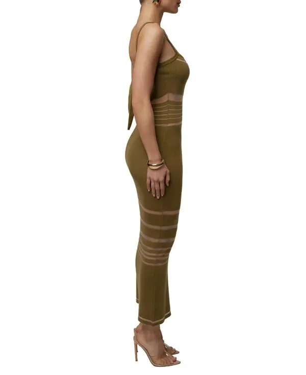 JLUXLABEL Striped Rib Knit Midi Dress - Moss