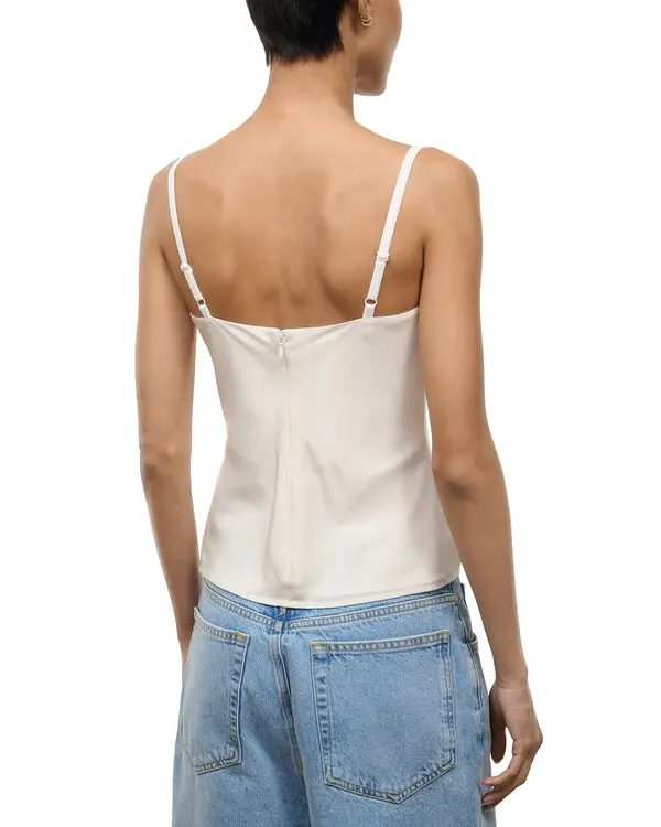 Staud Evangeline Silk Top With Lace Trim