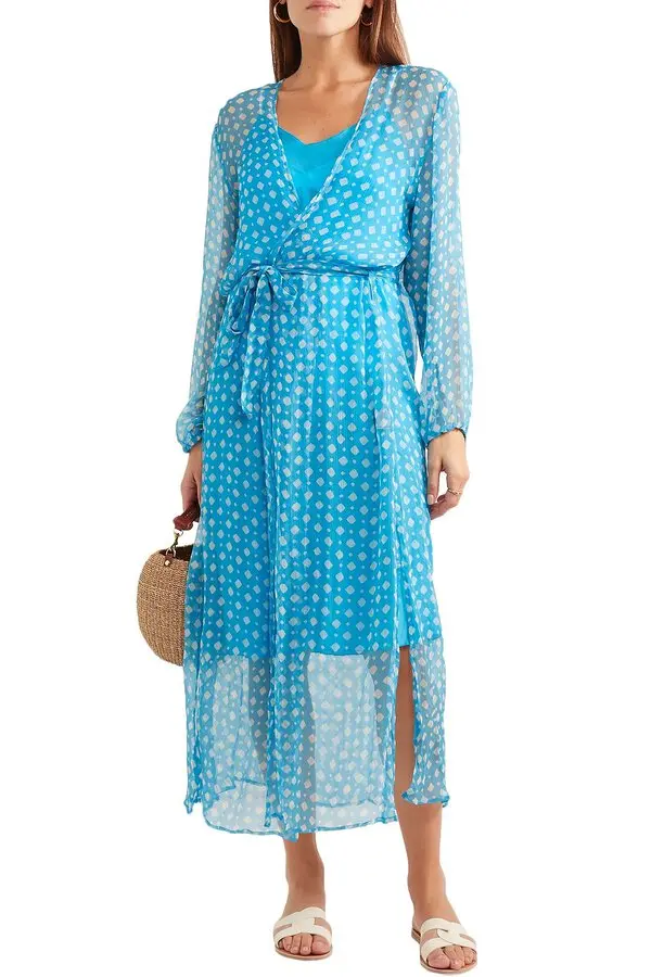 Cloe Cassandro Jemima Printed Silk-crepon Midi Wrap Dress