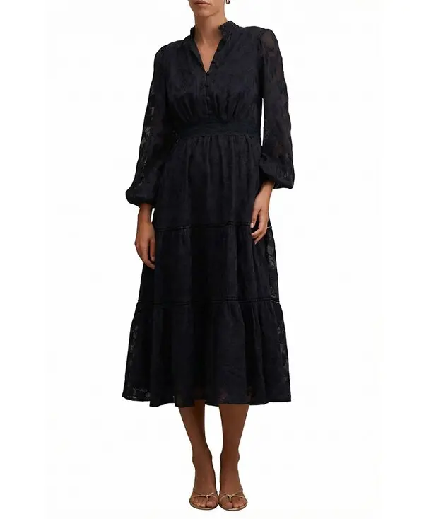 EVER NEW Nala Embroidered Midi Dress - Navy