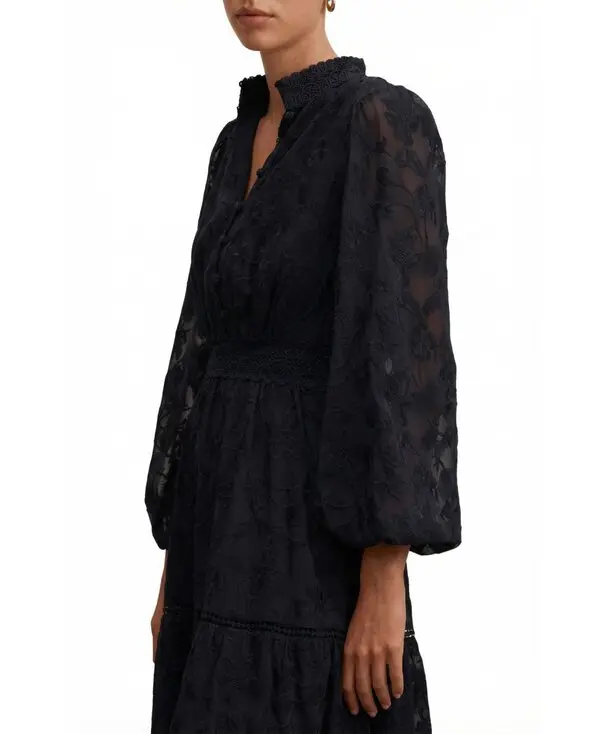 EVER NEW Nala Embroidered Midi Dress - Navy