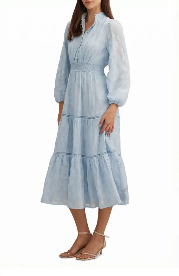 EVER NEW Nala Embroidered Midi Dress