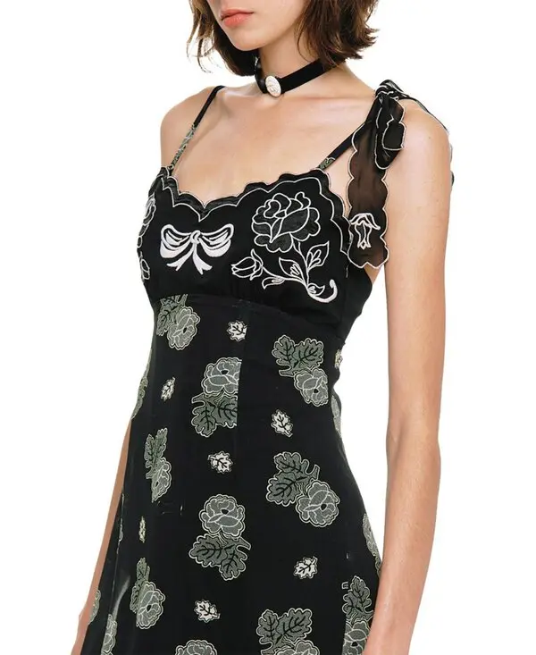 anna sui black lace dress Anna Sui Black Chiffon Baby Doll Dress with Bow and Lace main image 1