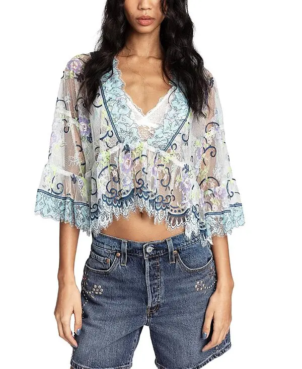 Anna Sui Lady Chatterley's Lace V-neck Top