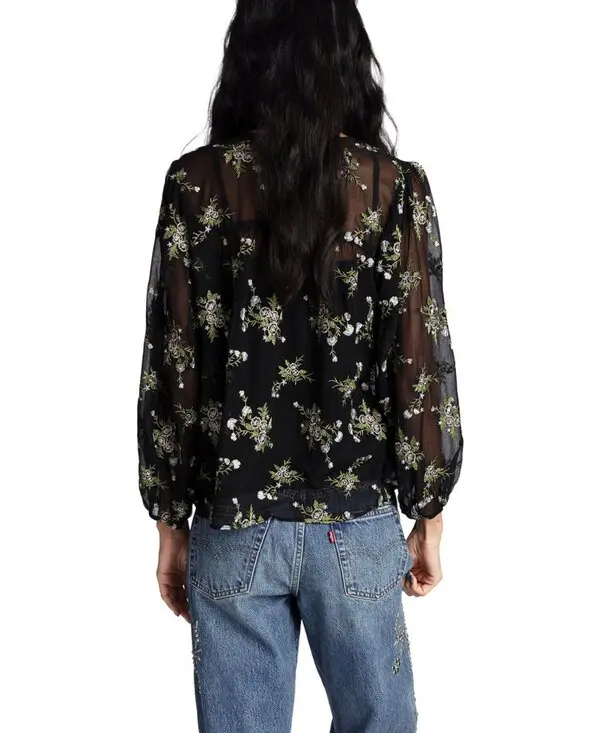 Anna Sui Embroidered Chiffon Blouse