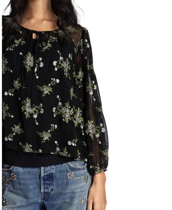 Anna Sui Embroidered Chiffon Blouse