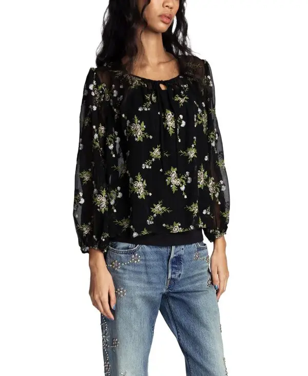 Anna Sui Embroidered Chiffon Blouse