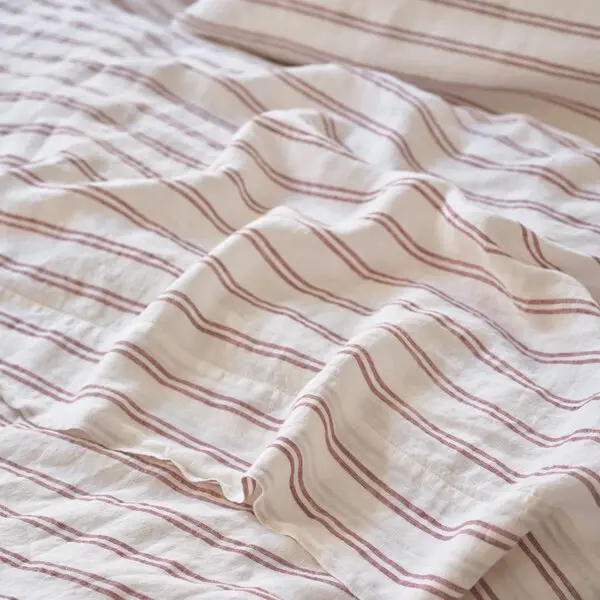 PIGLET IN BED Kemptown Stripe Linen Blend Flat Sheet, King